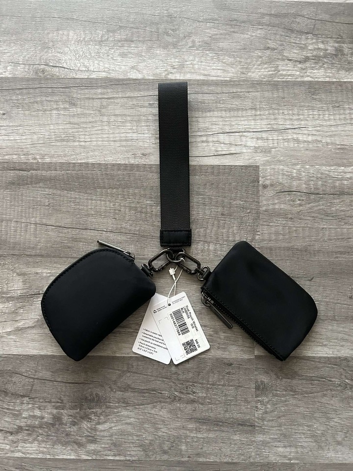Lululemon Dual Pouch Wristlet Keychain Wallet Black and White | eBay