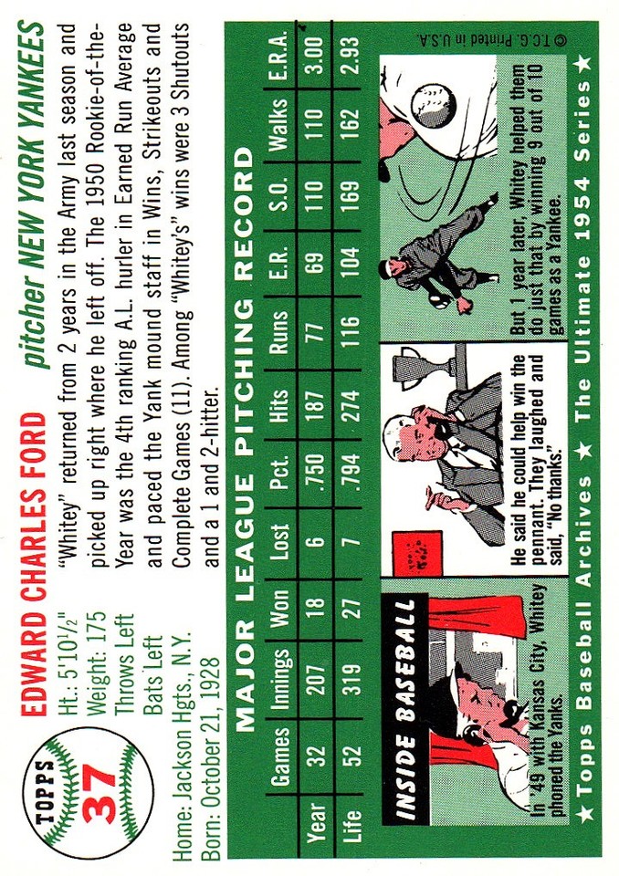 1954 Topps Canadian #37 Whitey Ford | eBay