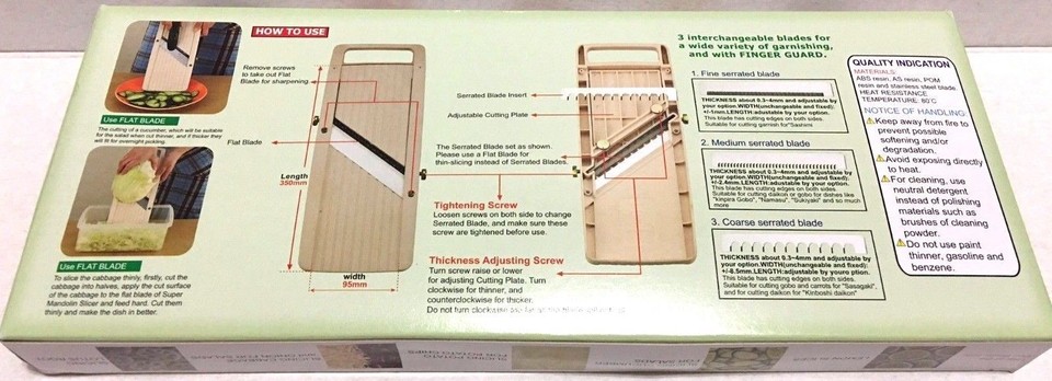 Super Mandoline Vegetable Slicer Wider-Size, 5" X 13,5", Made In Taiwan ...