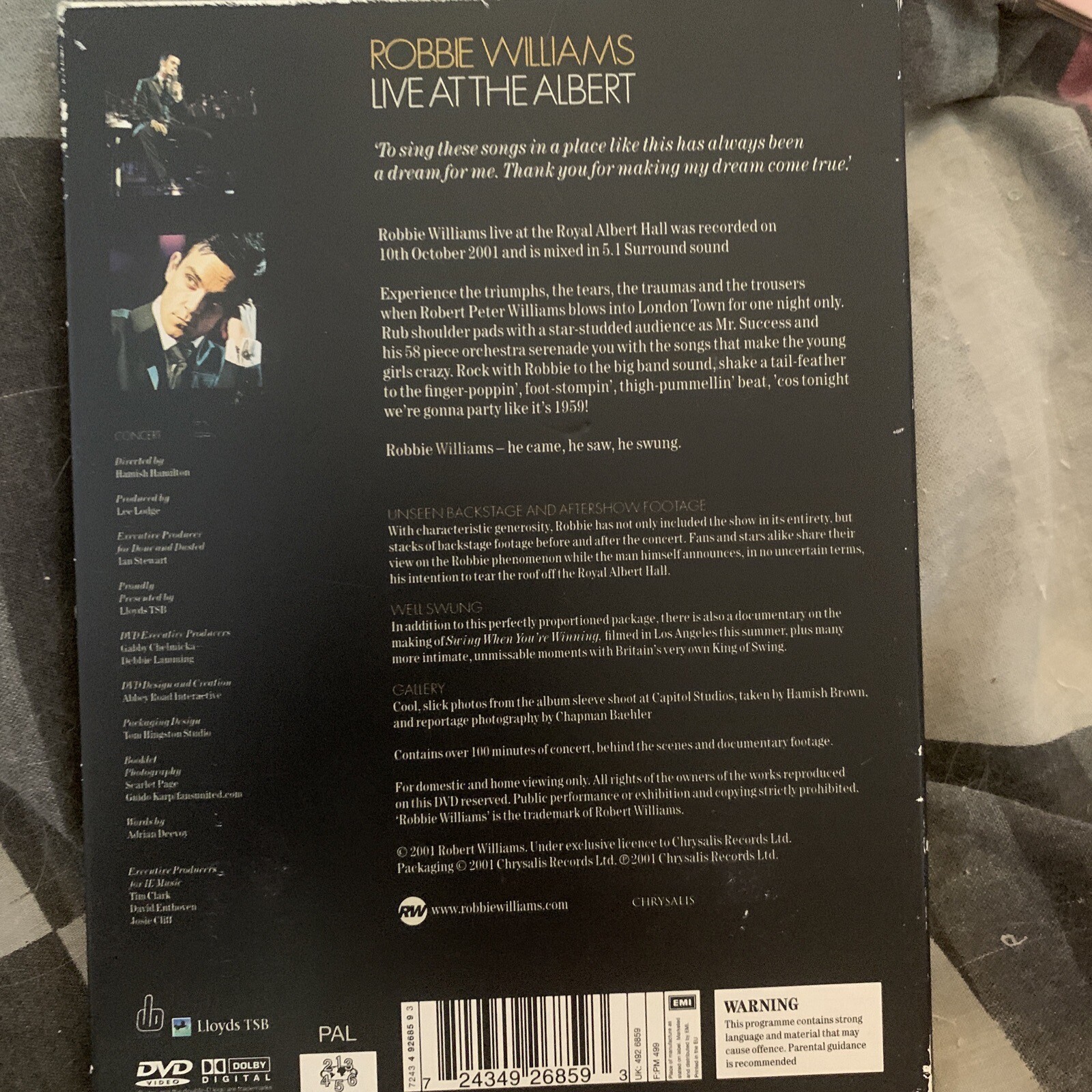 Live at the Royal Albert Hall Robbie Williams(DVD, 2001)(b80/15 ...