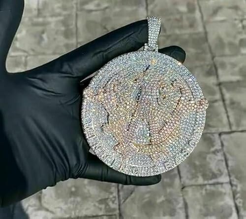 3.50 Ctw Round Cut Moissanite Hip Hop Iced Out Rapper 2.5 Inch Pendant ...