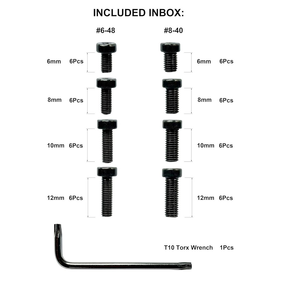 #6-48 and #8-40 Screw Set, Standard Head Torx Key Screws 6 Pcs Each ...