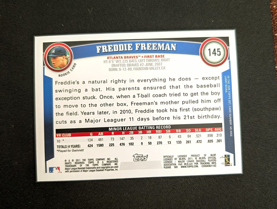 2011 Topps Freddie Freeman Rookie RC Atlanta Braves LA Dodgers | eBay