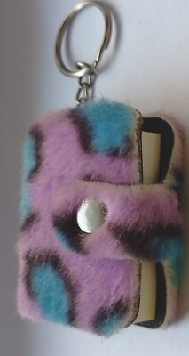 Vintage Retro Keyring Key Ring fluffy purple fury note pad paper book ...