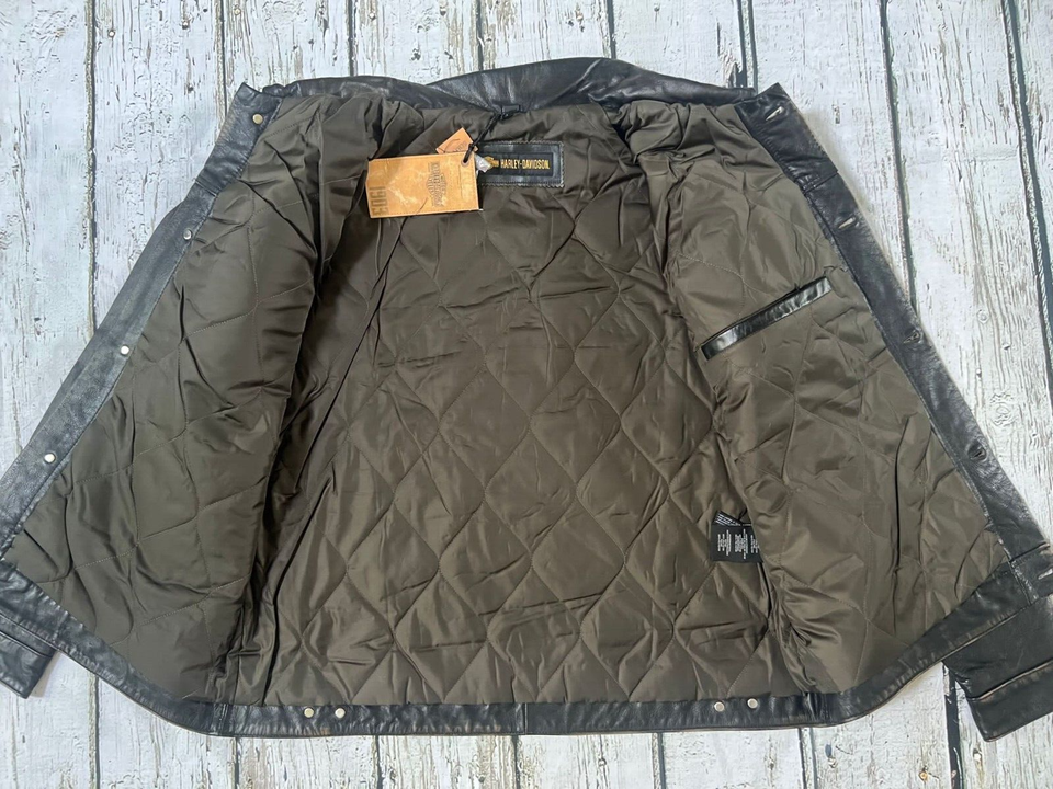 Harley Davidson Men's Digger Button-Up Black Leather Riding Jacket XL ...