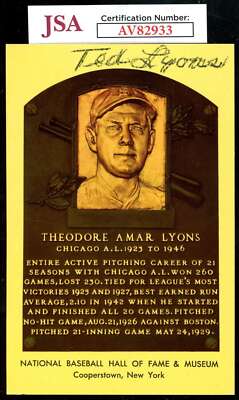 Ted Lyons JSA Coa Signed Gold Hall of Fame Plaque Postcard Autograph | eBay