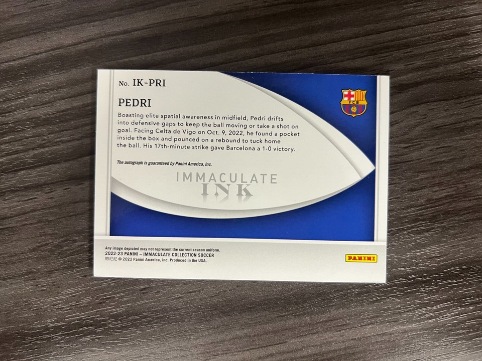 2022-23 Panini Immaculate #IK-PRI Pedri Autograph Immaculate Ink /73 ...