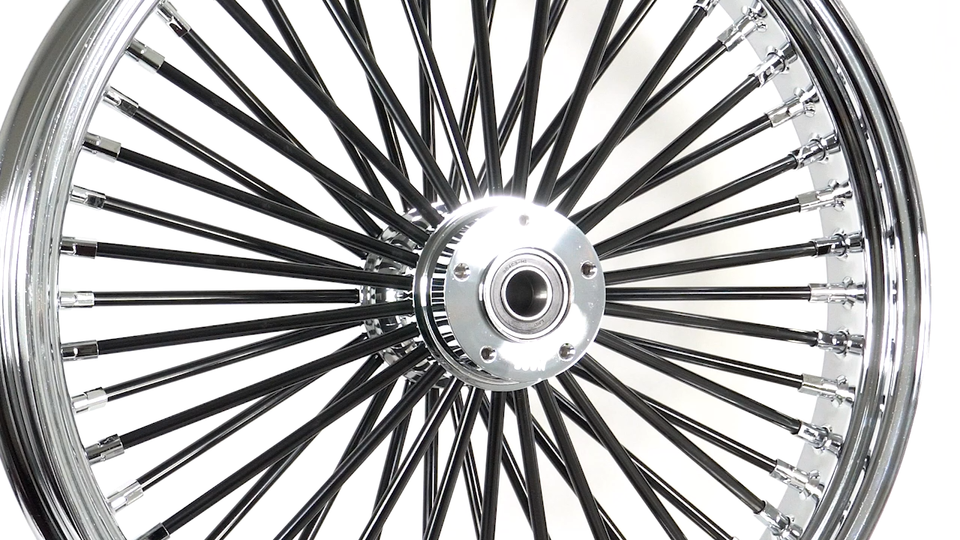 18" 18X4.25 FAT SPOKE WHEEL 52 STAINLESS BLACK HARLEY SOFTAIL MODELS ...