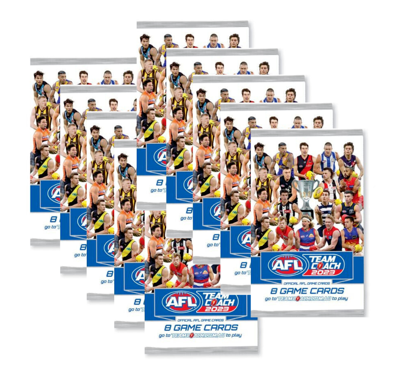 10 x 2023 AFL TEAMCOACH FOOTY CARDS SEALED PACKS TEAM COACH RANDOM PICK ...