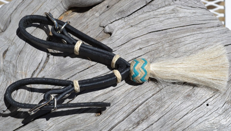 Jose Ortiz Black Harness Nat/Turquoise Rawhide White Tassel Buckle Curb ...
