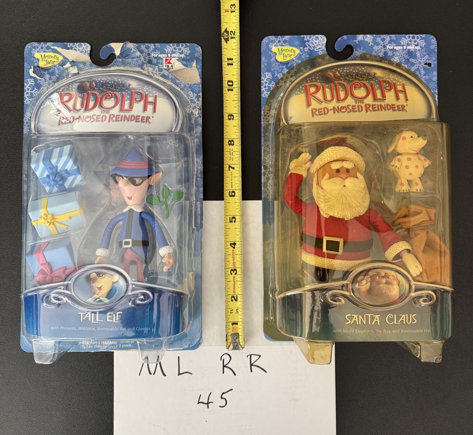Rudolph Red Nose Reindeer Tall Elf / Fat Santa Claus Lot 45 Memory Lane ...