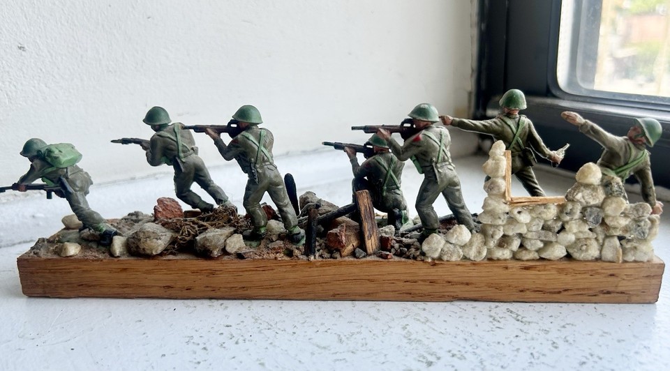Vintage Toy Soldier Display Military War Battle Hand Made 9”Army | eBay