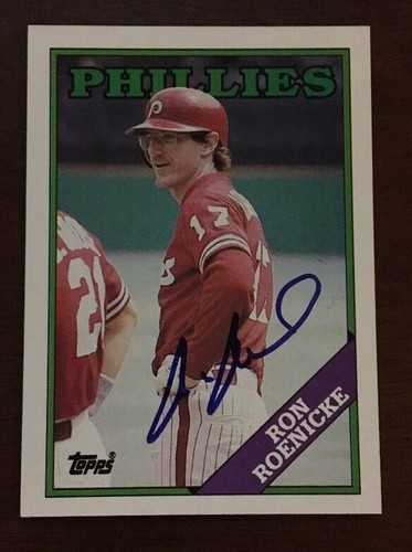 RON ROENICKE 1988 TOPPS AUTOGRAPHED SIGNED AUTO BASEBALL CARD PHILLIES ...