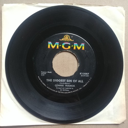 CONNIE FRANCIS The Biggest Sin Of All 45 7" POP Record Vinyl MGM ...