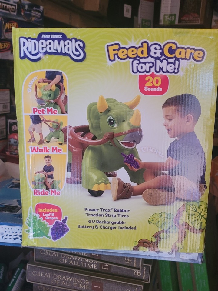 KID TRAX RIDEAMALS Dino Dinosaur Triceratops RIDE-ON TOY NEW Rare HTF ...