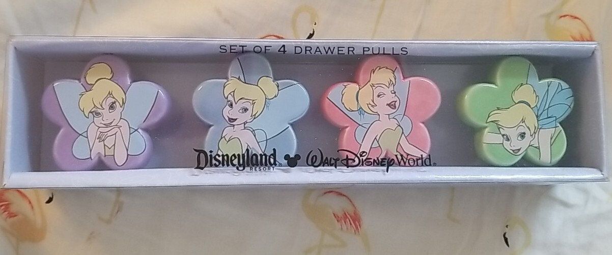 Tinkerbell Drawer Pulls Set Of 4 Disney Parks Ceramic Vintage Tink ...