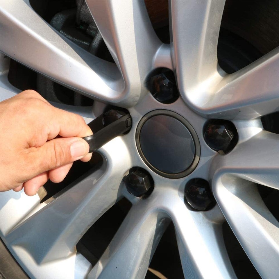 17mm Black Gloss Alloy Wheel Nut Bolt Covers Caps Universal Set For Any ...