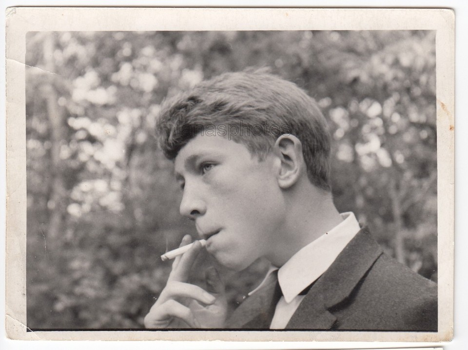 1967 Handsome young man boy teen Student smoking cigarette Soviet ...