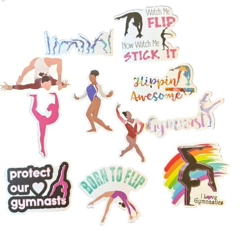 10 Assorted Gymnastics Stickers Protect Our Gymnasts Watch Me Flip | eBay