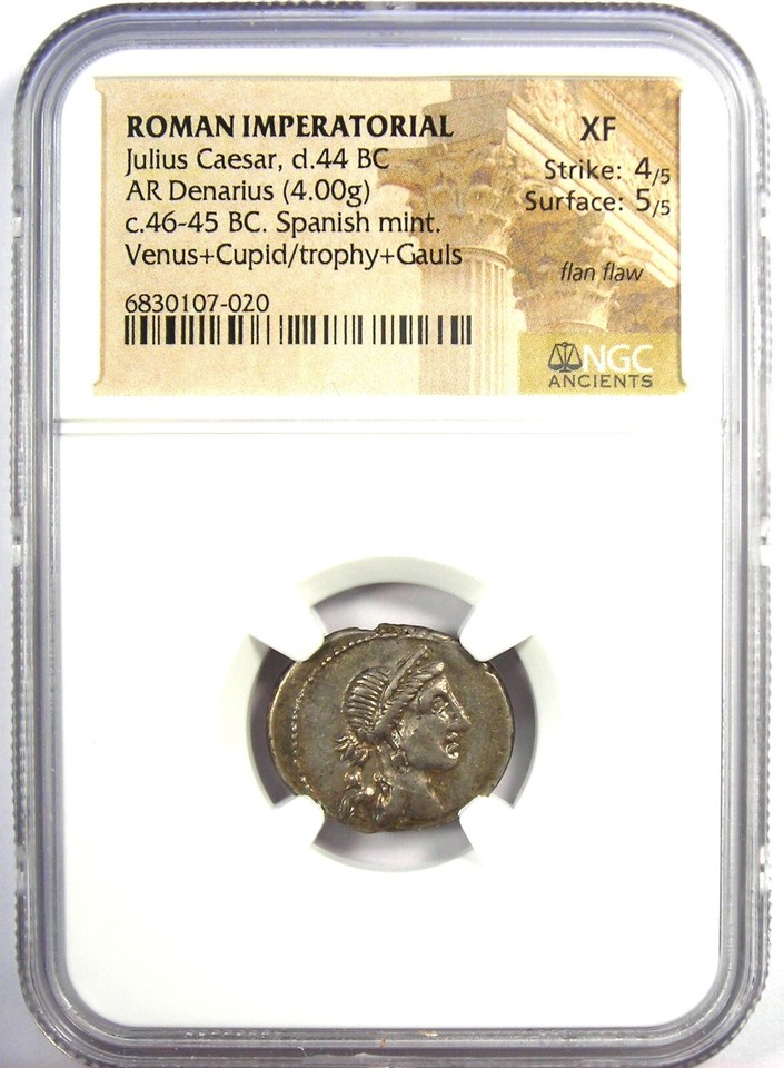 Julius Caesar AR Denarius Silver Venus Roman Coin 46 BC - NGC XF - 5/5 ...