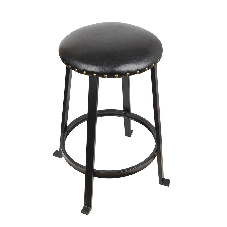 24'' Black Round Backless Metal Bar Stool Kitchen Stools Pack of 2 | eBay