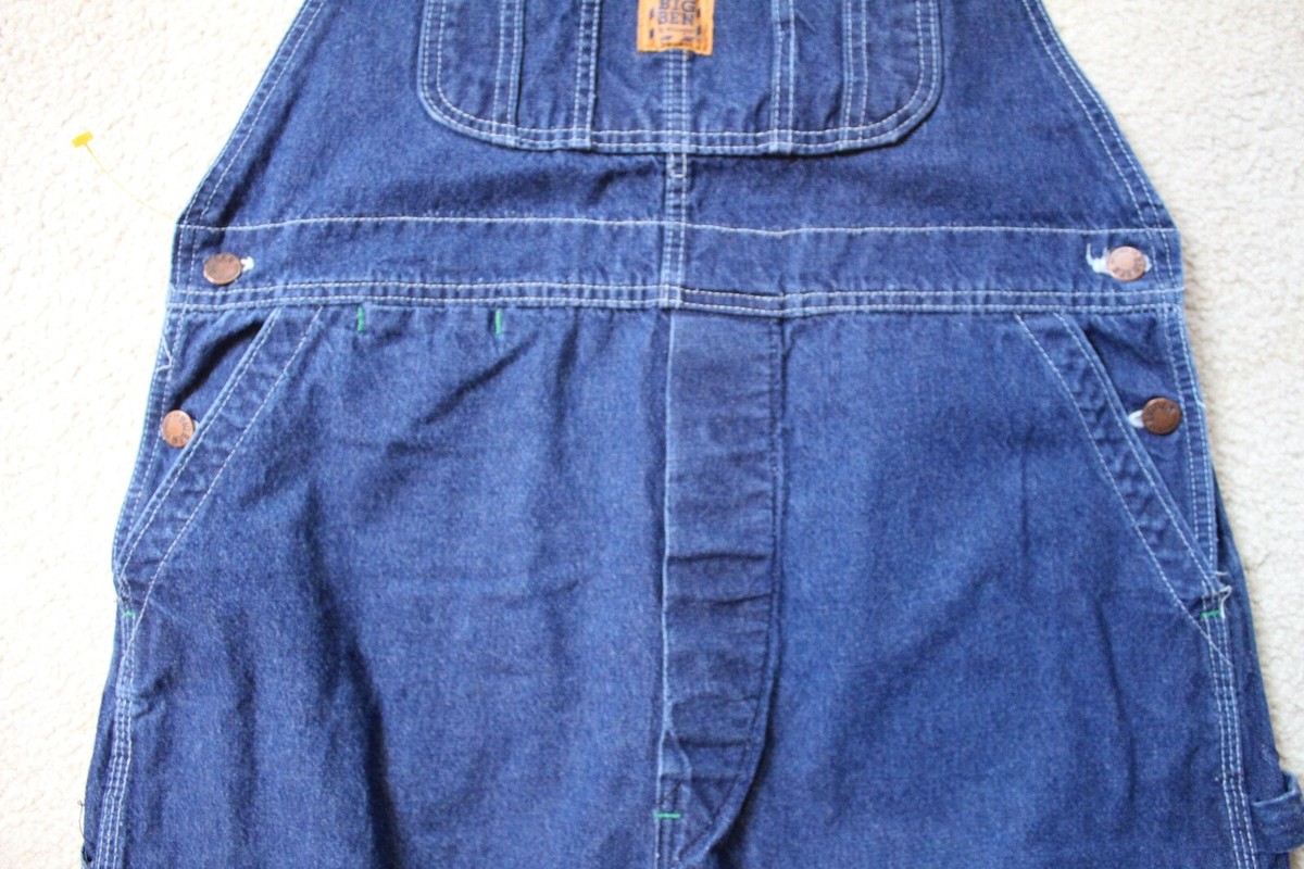 VTG Big Ben Wrangler USA Denim Blue Jean Carpenter Bib VTG Big Ben Wrangler USA Denim Blue Jean Carpenter Bib