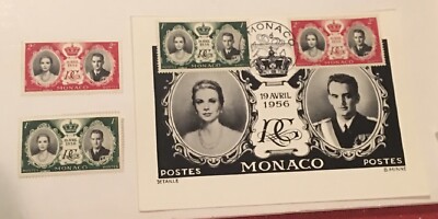 Monaco 1956 1st Day Princess Grace Kelly / Prince Rainier Card + 2 ...