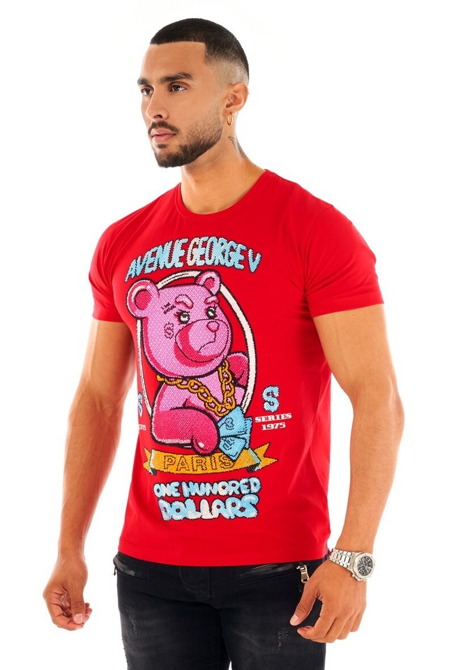 Avenue George V Paris T-Shirt Crystal Teddy Bear Men's White Tee ...