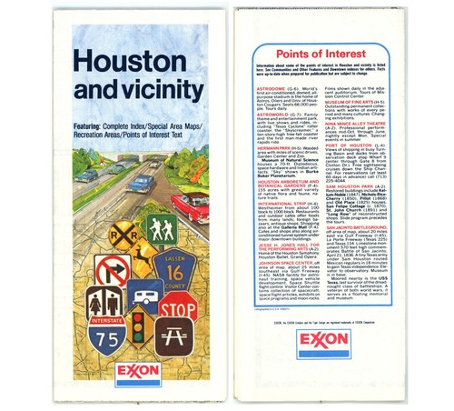 Vintage 1988 Houston & Baytown, Texas Road Map – Exxon | eBay
