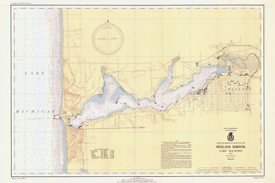 1938 Nautical Map of Holland Harbor & Black Lake Michigan | eBay