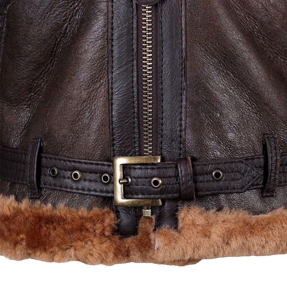 British Fighter Pilot Flying Jacket - Winter Leather Sheepskin RAF ...