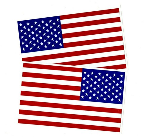 2 American Flag Decal Stickers - 2.38" x 4" 1 forward 1 reverse USA ...