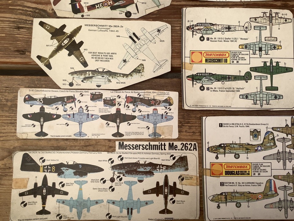 AIRFIX MATCHBOX MODEL MILITARY AIRCRAFT DECALS INSTRUCTIONS PAINT BOXES ...