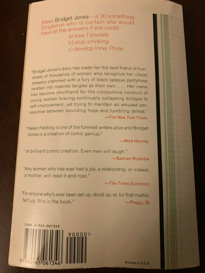 BRIDGET JONES'S DIARY: A Novel by Helen Fielding | eBay