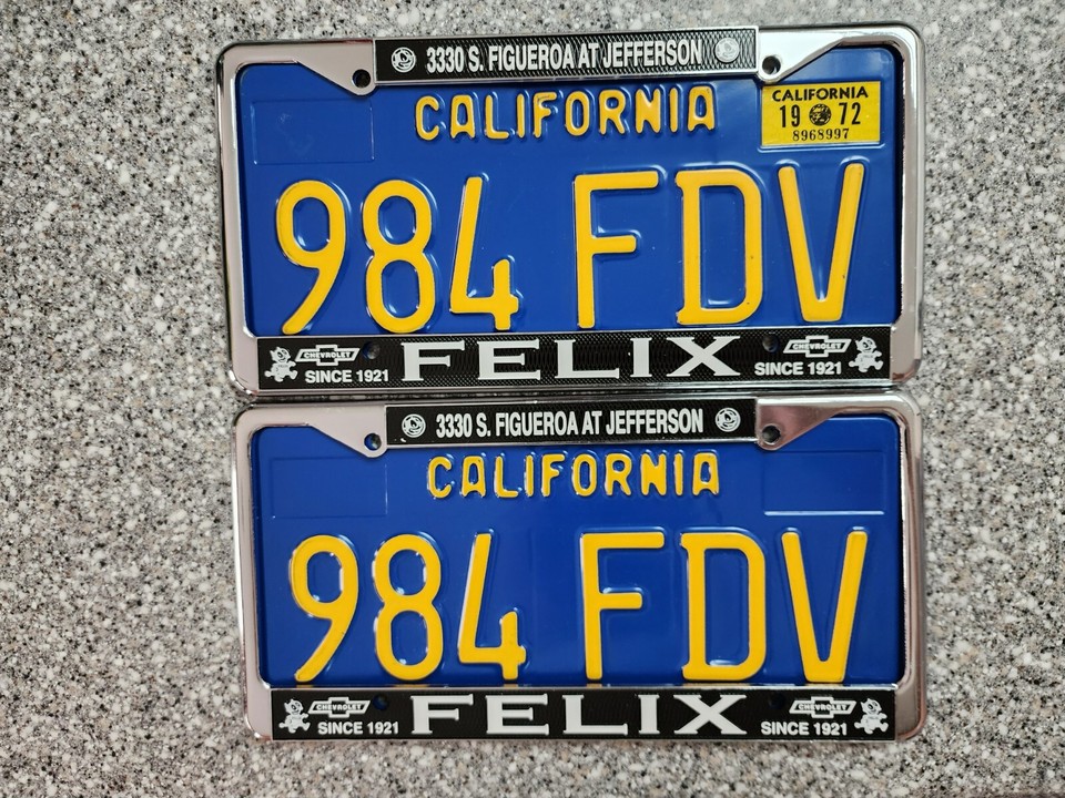 1970 California License Plates, 1972 Validation Sticker, DMV Clear ...