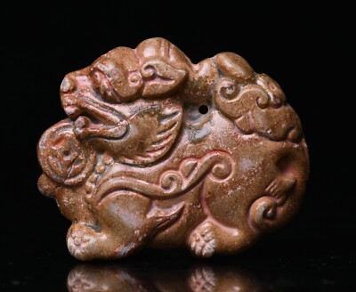 5CM China Hongshan Culture Old Jade Carved Kylin Kilin Qilin Amulet ...