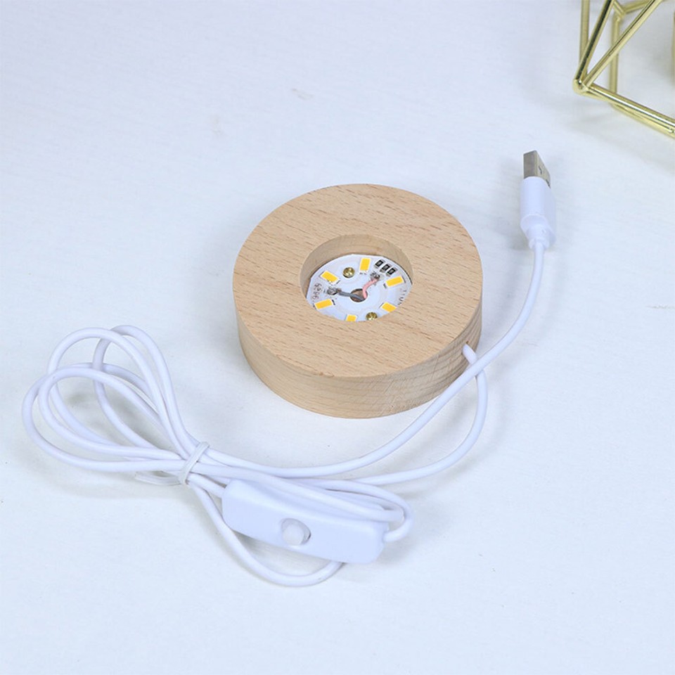 Crystal Glass Light Base Stands LED Display Stand Wooden Lighted ...