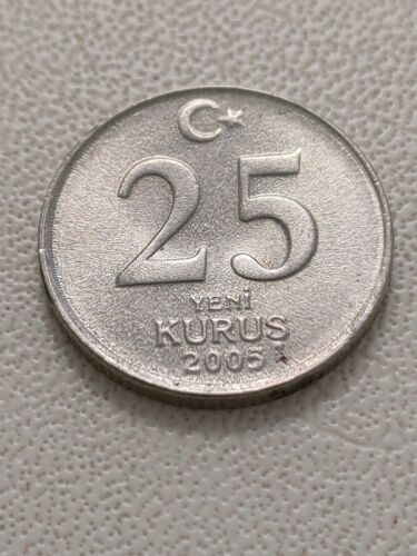 Turkey 25 yeni kurus 2005 kurush XF coin Ataturk free UK POST Kayihan ...