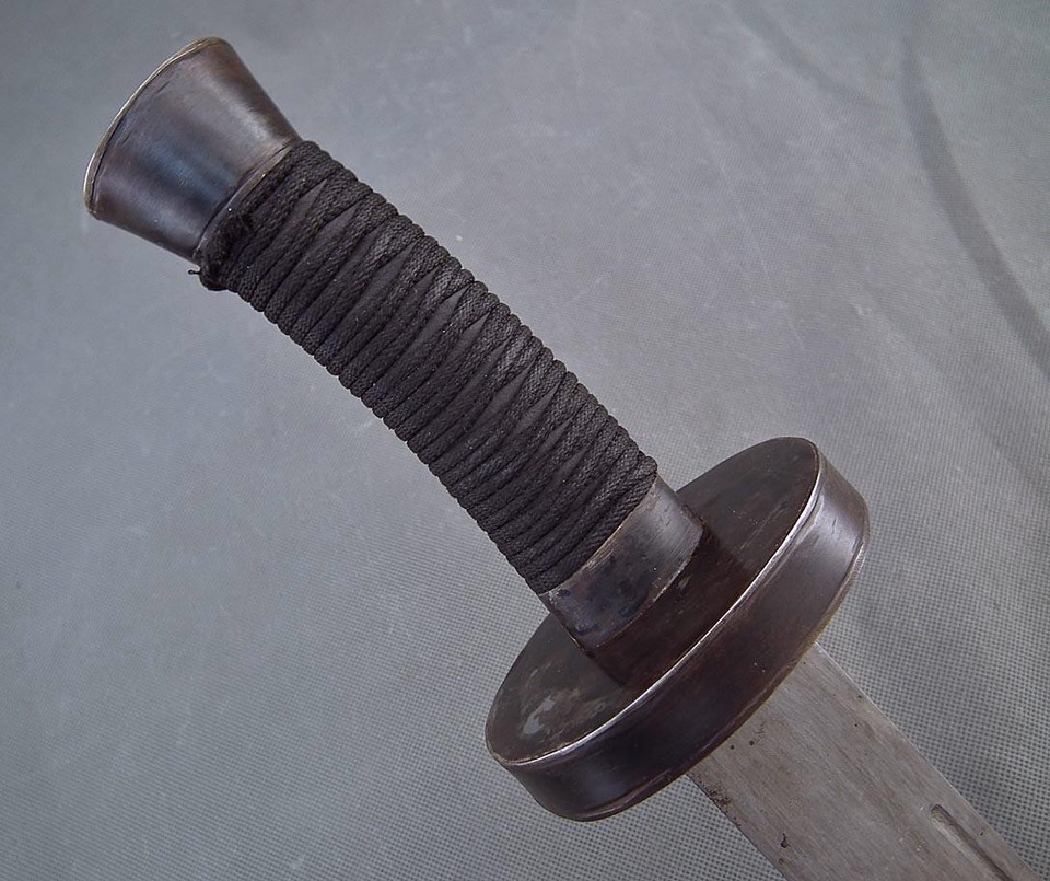 Antique Chinese Qing Dynasty Large Military Sword Dao Ox Tail Sabre ...
