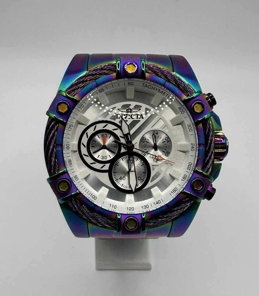 Invicta Bolt Men's 52mm Iridescent Rainbow White Dial Chronograph Watch ...