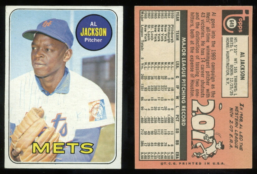 (67954) 1969 Topps 649 Al Jackson Mets-EM | eBay