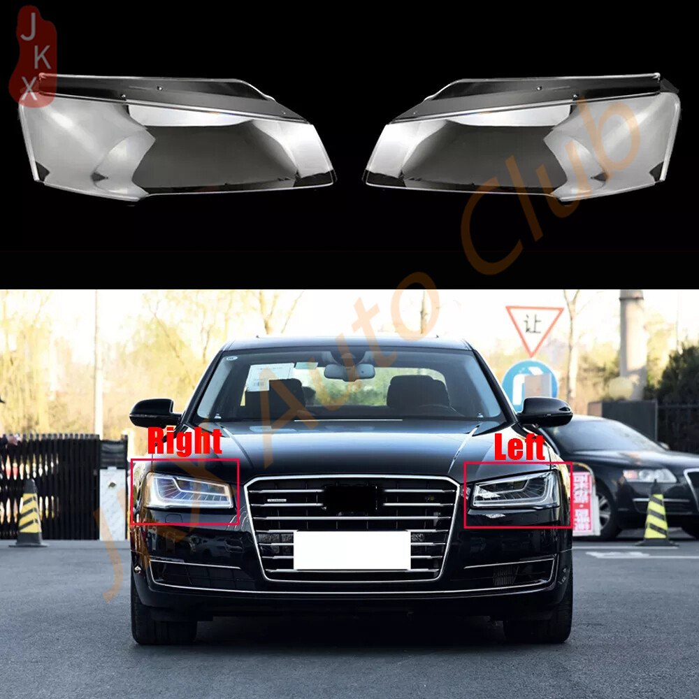 Right+Left Headlight Lens Clear Shell+Seal Glue Fit For Audi A8 S8 D4 ...