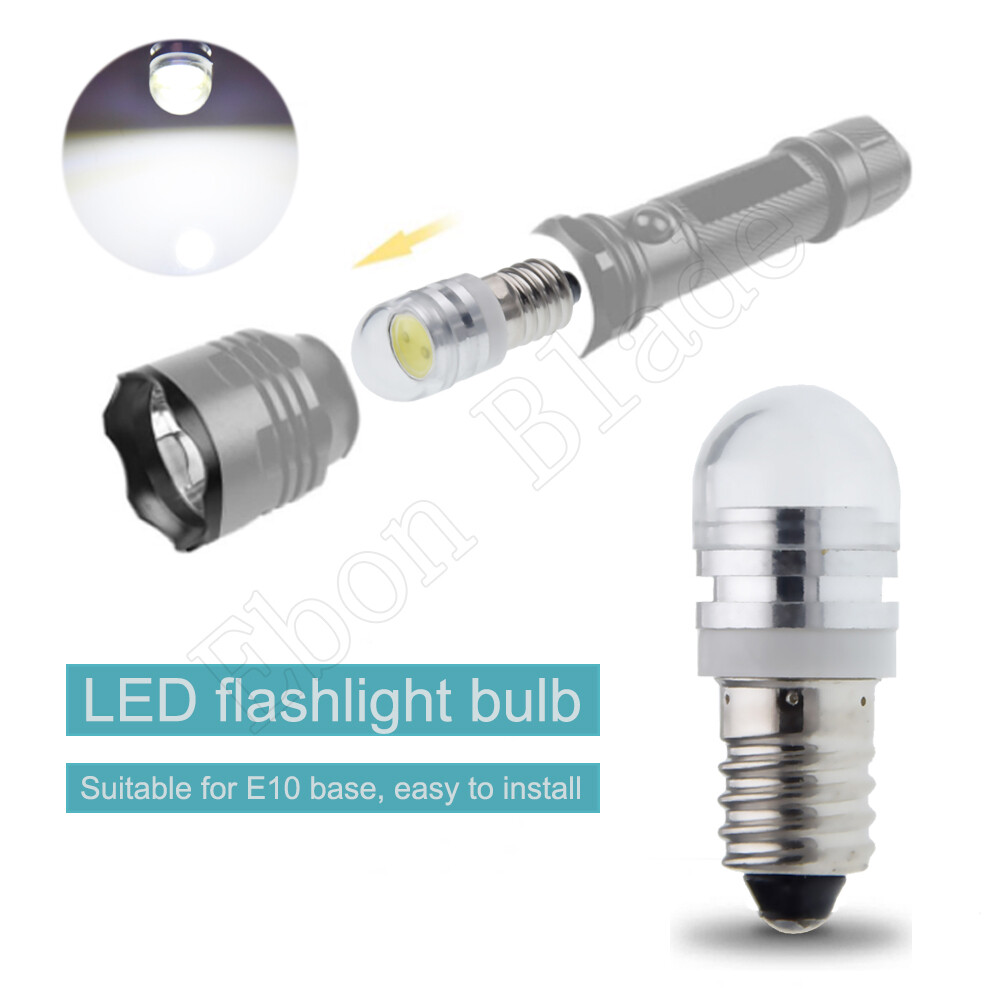 10 X E10 LED WHITE FLASHLIGHT LAMP SCREW 6V 6 VOLT BICYCLE TORCH 1447 ...