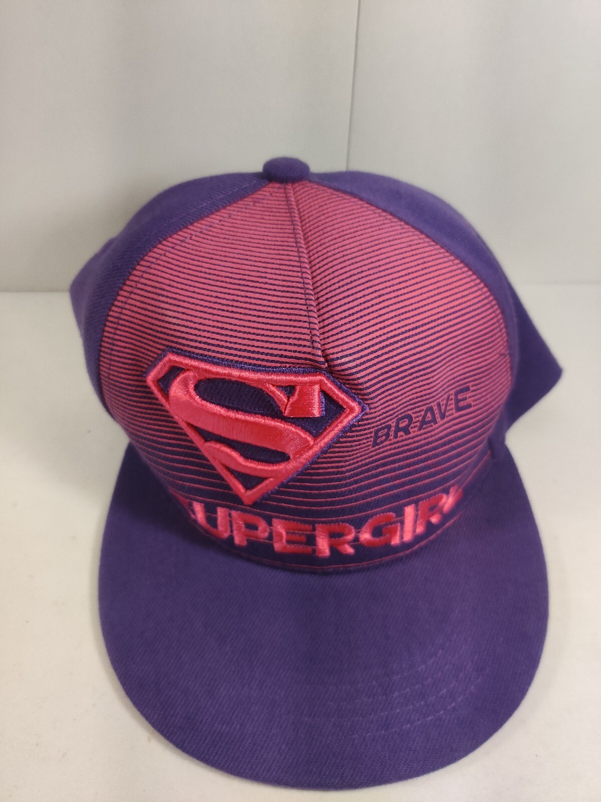 Supergirl Pink Purple Six Flags Snapback Cap Hat DC A… - Gem