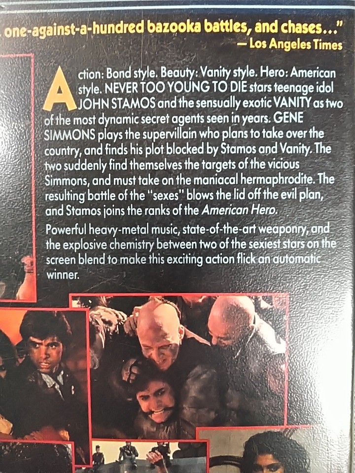 Never Too Young To Die (VHS 1986) CHARTER John Stamos, Vanity, Gene ...