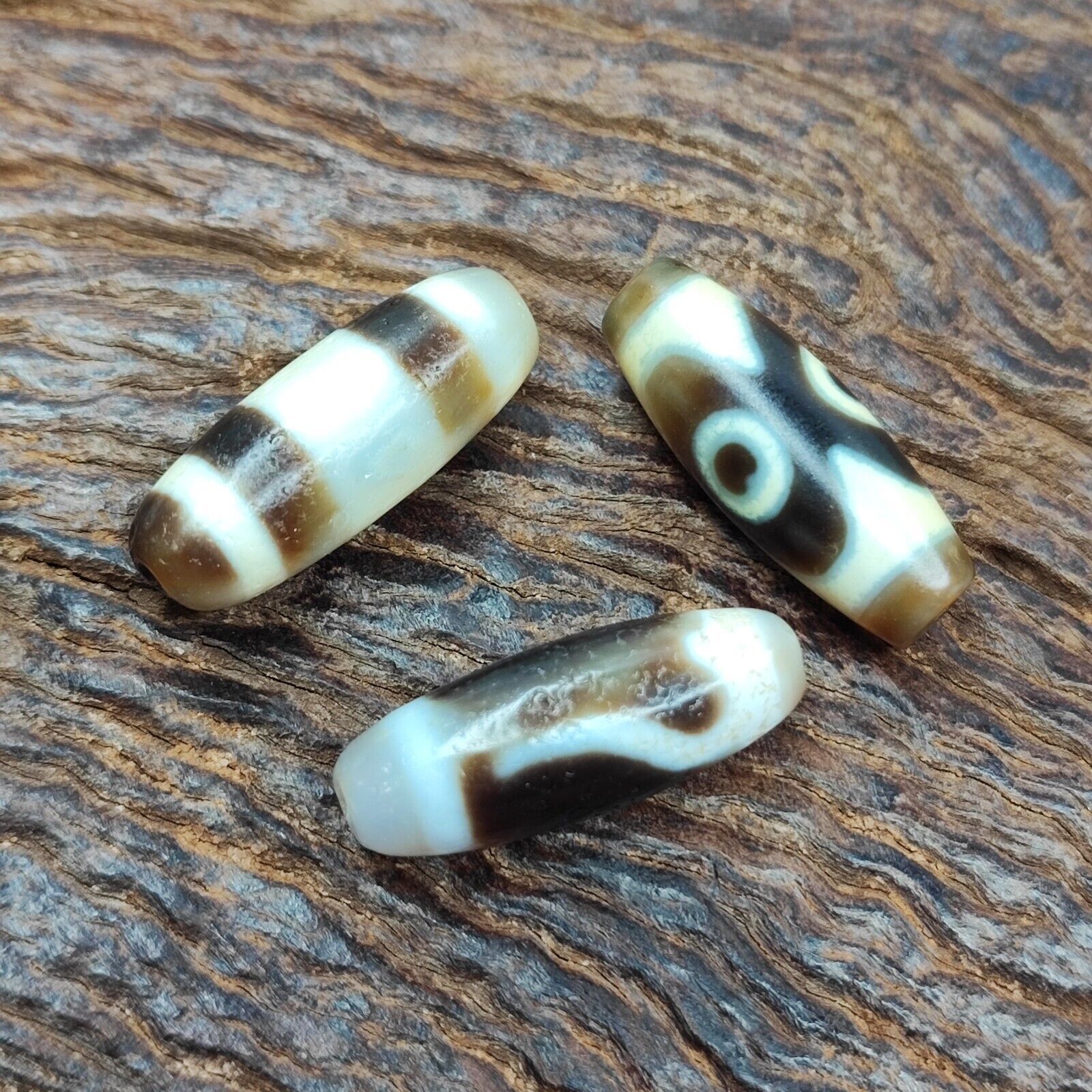 Lot 3 Powerful Unique patterns Antique Tibetan Agate Dzi Bead Amulet ...