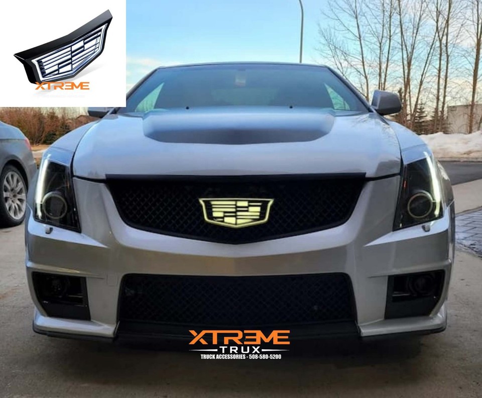 Black w/ White LED Illuminated Front Grille Emblem Badge Fits 15-19 ...
