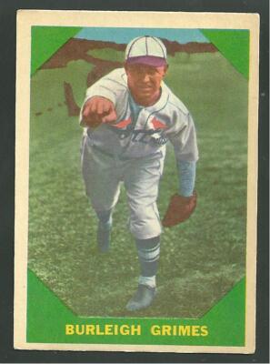 1960 Fleer Baseball Greats #59 Burleigh Grimes Baseball Card Pirates ...