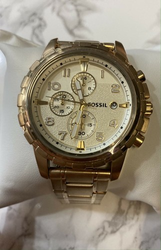 Fossil Men's Dean FS4867 Stainless Steel Chronograph Quartz Watch Gold ...