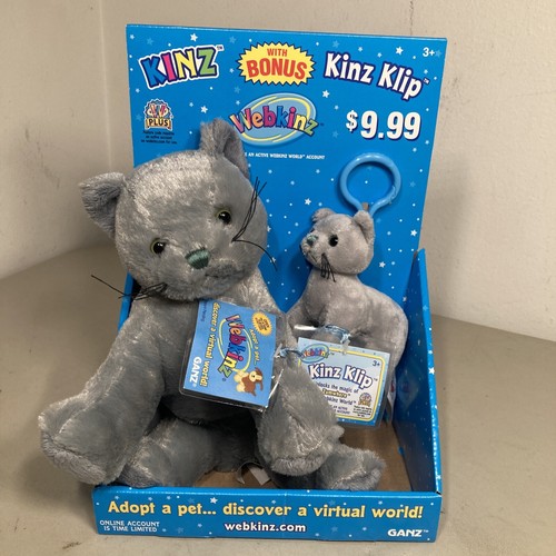 Kinz Webkinz Charcoal Cat With Bonus Kinz Klip With 2 Online Code Cards ...